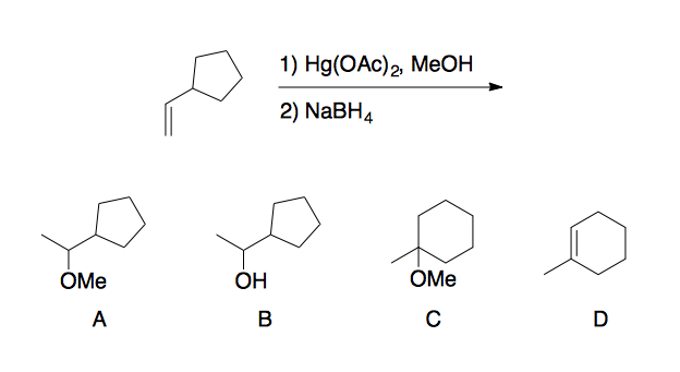 Solved OMe 1) Hg(OAC) 2, MeOH 2) NaBH4 OMe OH | Chegg.com